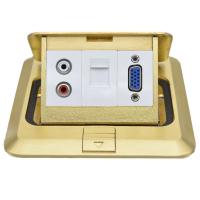China Brass Pop Up Floor Socket Box VGA RJ45 Audio Multimedia 120x120mm IP44 Waterproof for sale
