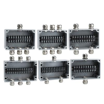 China Die Cast Aluminum Waterproof Junction Box 120x80x55mm with 10A Terminal Blocks for sale