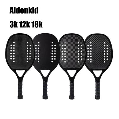 China 3K 12K 18K Carbon Fiber Padel Racket 370-390g Soft EVA Beach Tennis Paddle for sale