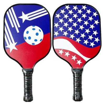 China Carbon Fiber Pickleball Paddle 400x200mm Honeycomb Core Cushion Grip Stars Stripes Pattern for sale