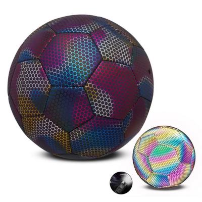 China Luminous Glow in Dark Soccer Ball Size 4 5 Reflective PU Leather Football for Kids Adults for sale