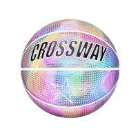 China Reflective Basketball Size 7 Holographic Glowing Night Training Ball PU Leather for sale