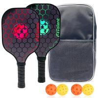China Carbon Fiber Pickleball Paddle Set 2 Rackets 4 Balls Bag 15.75in Length Honeycomb Core for sale