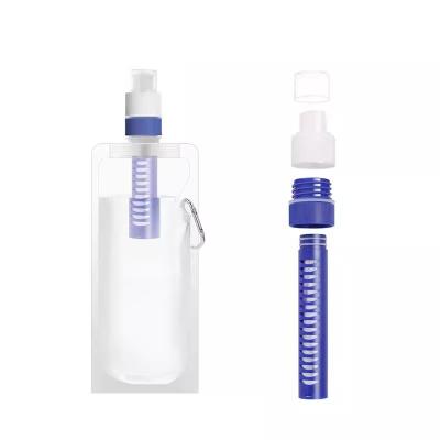China Outdoor Survival Portable Foldable Water Purifier Bottle 480ml 1000ml Filter 2000L for sale