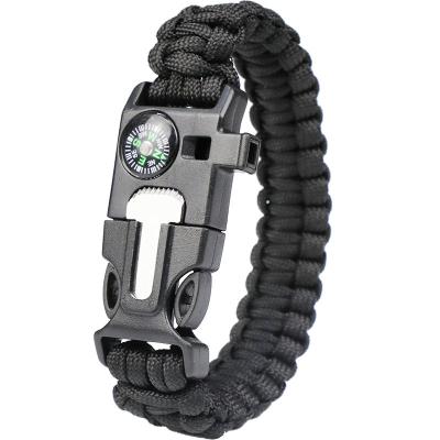 China 5 in 1 Paracord Survival Bracelet with Flint Fire Starter Whistle Compass 10ft 550lb for sale