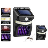 China Solar Mosquito Killer Lamp 2.4V LED Outdoor Human Motion Sensor UV Electric Shock Insect Trap for sale
