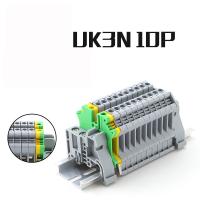 China UK3N UK Series DIN Rail Screw Clamp Terminal Block PA66 32A 600V for sale
