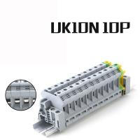 China UK10N UK Series DIN Rail Screw Clamp Terminal Block PA66 10mm² Copper Nickel for sale