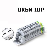China UK6N UK Series DIN Rail Screw Clamp Terminal Block PA66 6mm2 Copper Nickel Plated for sale