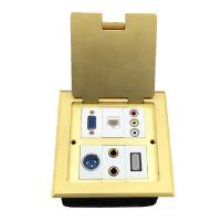 China Brass Multimedia Floor Socket Outlet Box 120x120mm VGA HDMI Audio Waterproof IP44 for sale