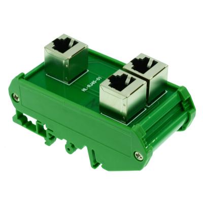China RJ45 8P8C Female Jack Extension Adapter Splitter Buss Board Din Rail Mount 1 in 2 Out for sale