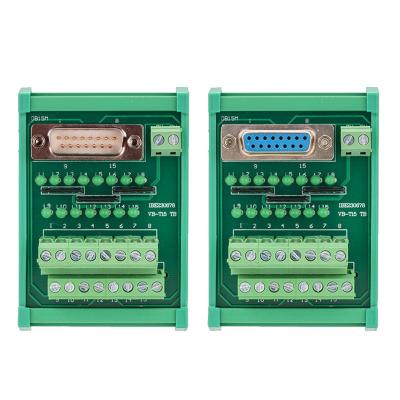 China DB15 Single End Terminal Block Breakout Board DIN Rail Mount 5.08mm Pitch LED Indicator for sale