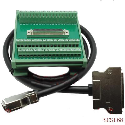 China SCSI 68 Pin Terminal Block Adapter DIN Rail Mount 1 Meter Cable for sale