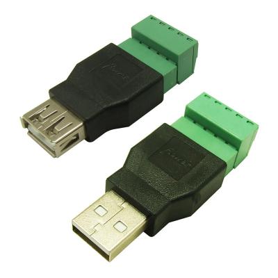 China USB Male or Female to 5 Pin Screw Terminal Block Connector Adapter 1.0mm Pitch for sale
