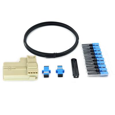 China Fiber Optic SC Connector Quick Assembly Kit with 5m Outdoor Drop Cable 125μm for sale