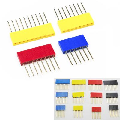 China 60pcs Colored 2.54mm Single Row Straight Pin Header 11mm Long Pin Socket PCB Connector for sale