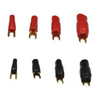 China Gold Plated Audio Crimp Spade Terminal 0GA 4GA 6GA 8GA 10GA Power Wire Connector for sale