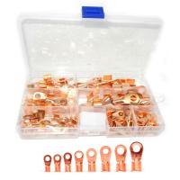 China 80pcs Open Barrel Copper Ring Lug Terminal Assortment Kit 10A to 100A 8 Types for sale