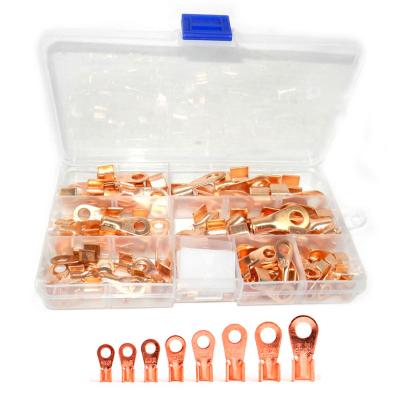 China 80pcs Open Barrel Copper Ring Lug Terminal Assortment Kit 10A to 100A 8 Types for sale