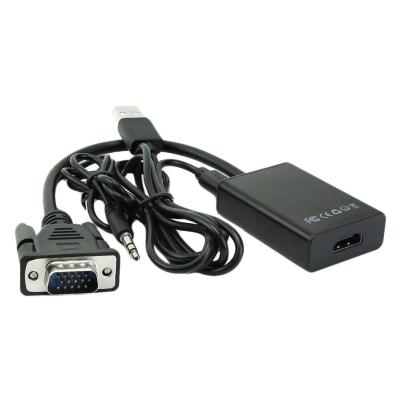 China VGA Male to HDMI 1080P Audio Video Converter Adapter with 20cm Cable for HDTV for sale