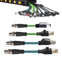 China M12 to RJ45 Cat6 Ethernet Cable Drag Chain Flexible Connector IP67 26AWG for sale