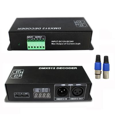 China DC12-24V DMX512 RGB RGBW LED Strip Decoder 3CH 4CH Digital Display DMX to PWM Dimmer for sale
