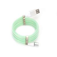 China Magnetic USB Charging Cable 100cm LED Light Fast Charging 3A Data Sync Coiled Rope for sale