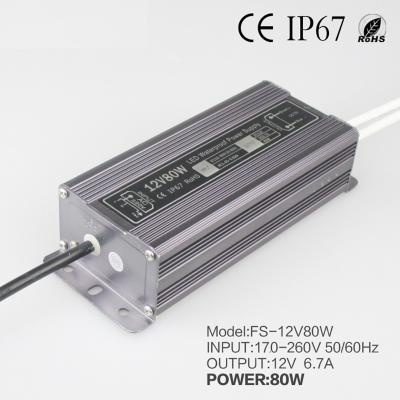 China DC 12V 80W Waterproof LED Driver Power Supply IP67 Aluminum Alloy for LED Strip for sale
