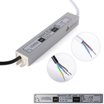 China DC 12V 20W Waterproof LED Driver Power Supply IP67 Aluminum Housing AC170-250V for LED Strip for sale