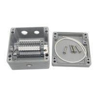China 3 Way Waterproof Aluminum Distribution Junction Box 120x120x82mm with UK2.5B Din Rail Terminal Blocks for sale
