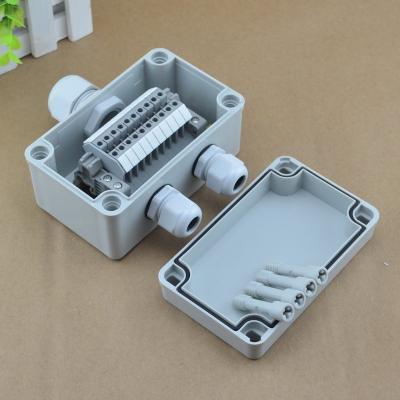 China IP65 Waterproof Cable Junction Box 80x130x70mm with 10pcs Din Rail UK2.5B Terminal Blocks 32A for sale