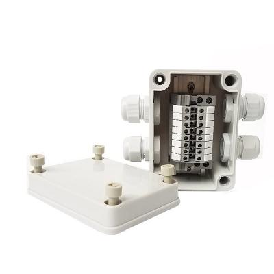 China IP65 Waterproof Cable Distribution Junction Box 80x110x70mm with UK2.5B Terminal Blocks 8pcs for sale