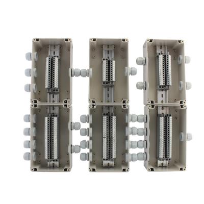China Waterproof Electrical Cable Distribution Junction Box 200x120x75mm ABS IP65 with Din Rail Terminal Blocks for sale
