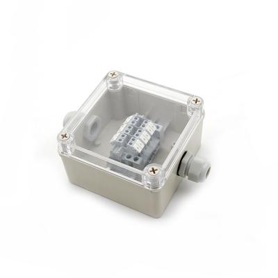 China Plastic Junction Box 125x125x75mm ABS Waterproof Electrical Distribution Enclosure Clear Cover PG9 Connectors for sale