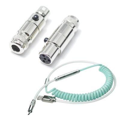 China Mechanical Keyboard Cable XLR 4P Connector Type-C Port 80cm Coiled Audio Microphone for sale