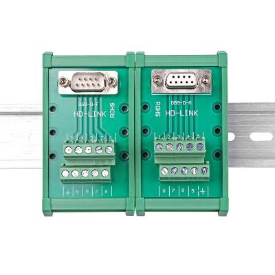 China DB9 Male Female Terminal Block Breakout Board DIN Rail Mount 5.08mm Pitch 35mm Width for sale