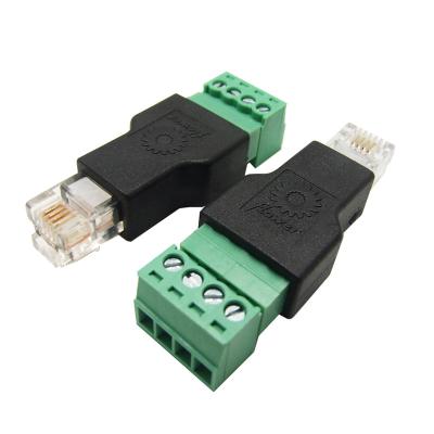 China RJ11 6P4C Male Connector Modular Plug to 4 Pin Screw Terminal Block Adapter 1 Pack for sale