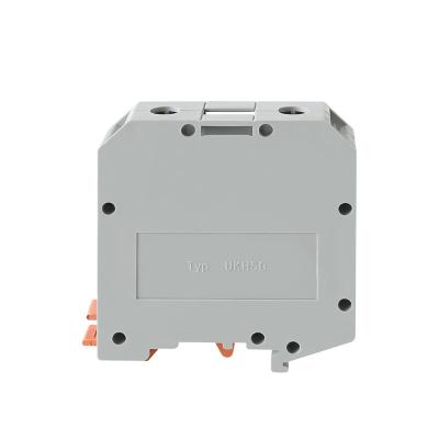 China UKH-50 UK Series DIN Rail Screw Clamp Terminal Block 50A PA66 Copper Nickel for sale