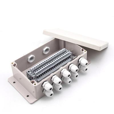 China Surface Mount Plastic Junction Box Project Case Waterproof UK2.5B Terminal Blocks 200*120*75mm for sale