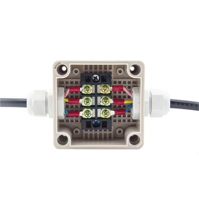 China ABS Plastic Waterproof Junction Box 86x86x75mm with PG11 Cable Glands and Terminal Blocks for sale
