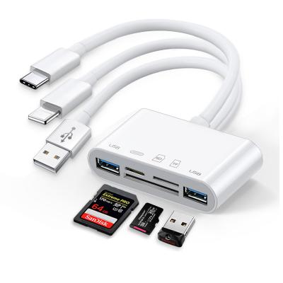 China USB 3.1 Type-C to USB 2.0 Hub SD TF OTG Card Reader 5.5 cm Aluminum for Laptop Tablet for sale
