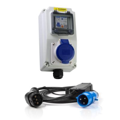 China Type 2 EV Charger 32 Amp 220V 240V CEE Plug Car Charging Cable 5m Switch Box for sale