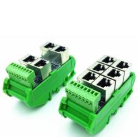 China RJ45 Female Jack 8P8C 6 Port Hub to 8 Pin Screw Terminal Block Adapter 100V 0.5A for sale