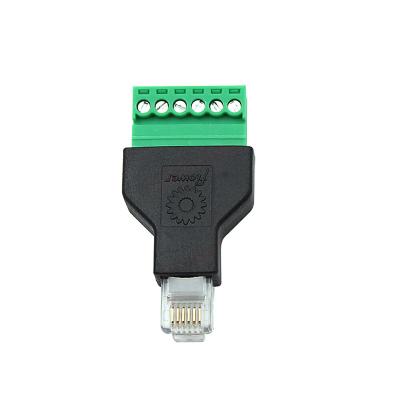 China RJ12 6P6C Connector Modular Plug to 6 Pin Screw Terminal Block Adapter 1 Pack for sale