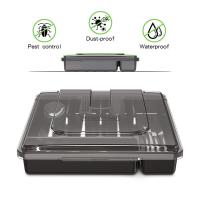 China Multi-Purpose Storage Kitchen Cutlery Flatware Drawer Organizer with Lid Customizable for sale