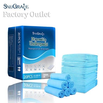 China SnuGrace Leak Guard Adult Disposable Incontinence Pad 60*90 Free Sample Printed Design for sale