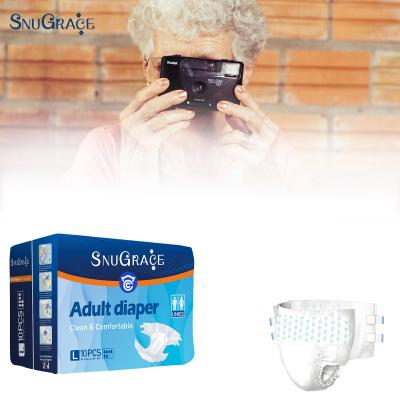 China 3D Leak Prevention Channel Firm and Safe Disposable Adult Diapers with PP Stickers for sale