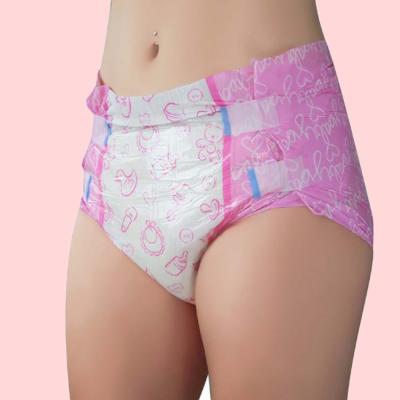 China Thick Printed Disposable Adult Diapers in Pink Ultra Super Absorbent for Senior Care for sale