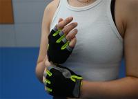China Grey and Black Fingerless Workout Gloves: Padded Cycling Gloves with Polyester Material for sale