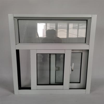 China Sliding Opening Aluminum Window with Blue Glass and Stainless Steel Mesh Flyscreen for sale
